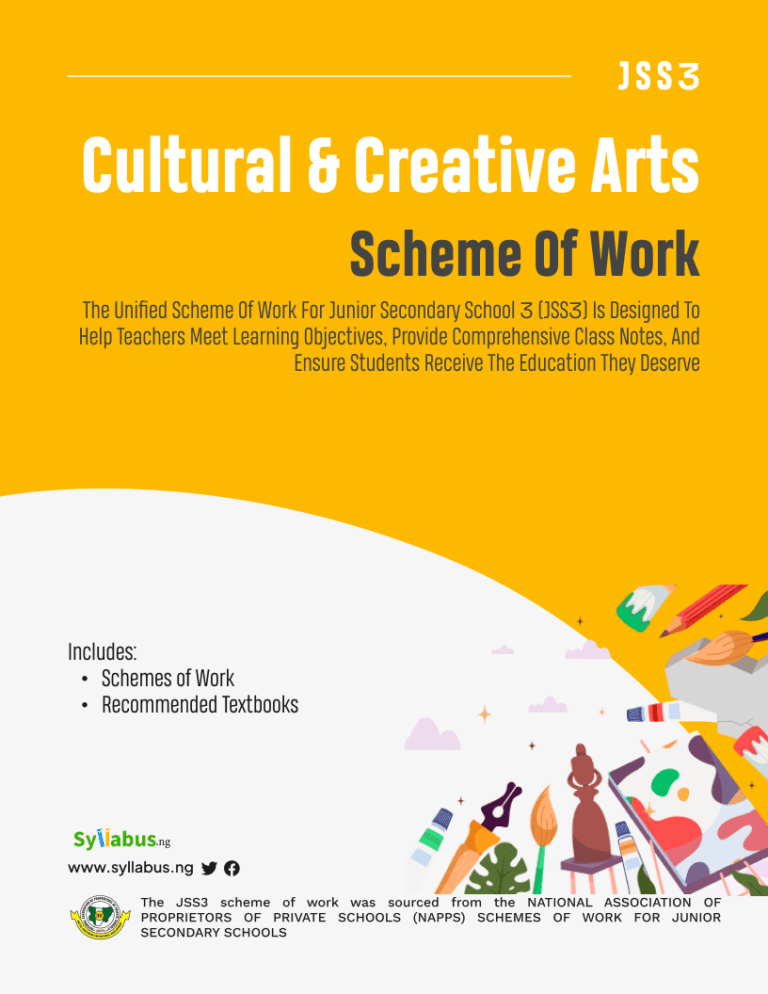JSS3 Cultural and Creative Arts (CCA) Scheme of Work | Download Free ...