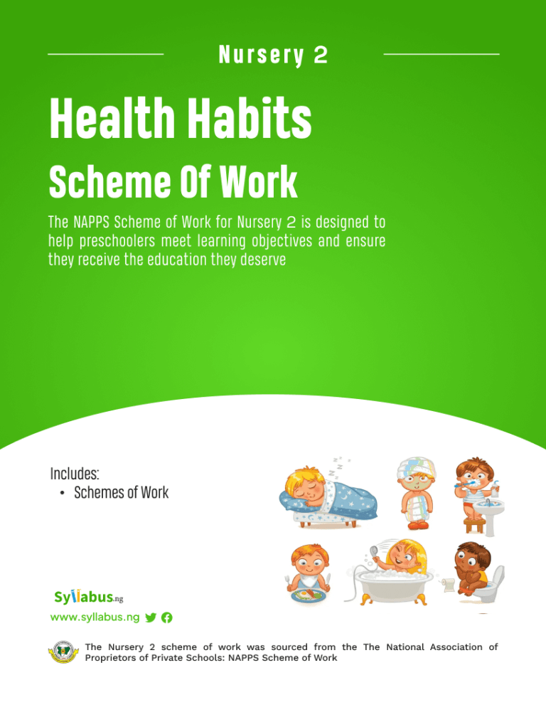 Nursery 2 Health Habits Scheme of Work | Download Free PDF - SyllabusNG