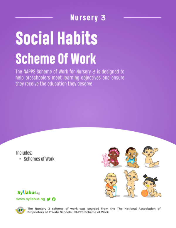 Nursery 3 Social Habits Scheme of Work | Download Free PDF - SyllabusNG