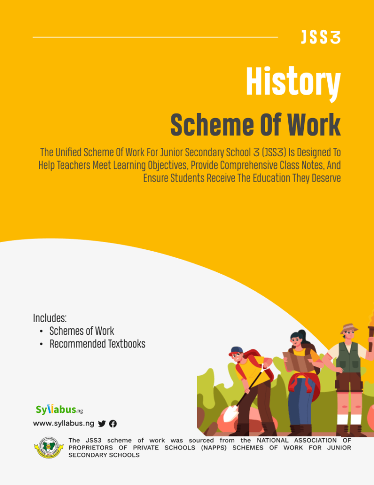 JSS3 History Scheme of Work-PDF|1st,2nd & 3rd Term | Download - SyllabusNG