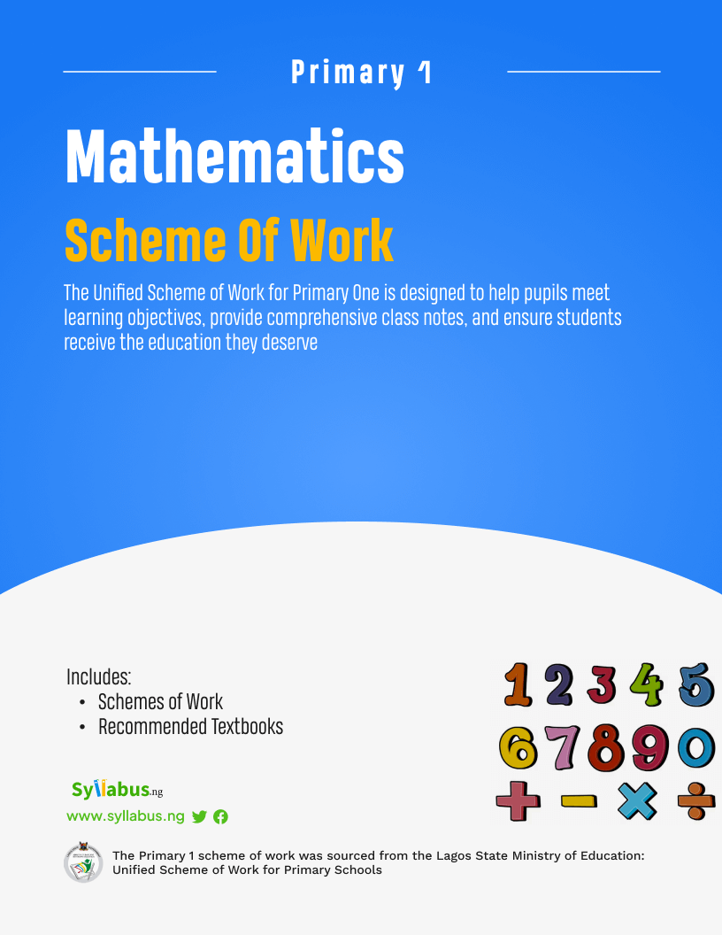 Primary 1 Mathematics Scheme of Work -PDF |1st, 2nd & 3rd Term ...
