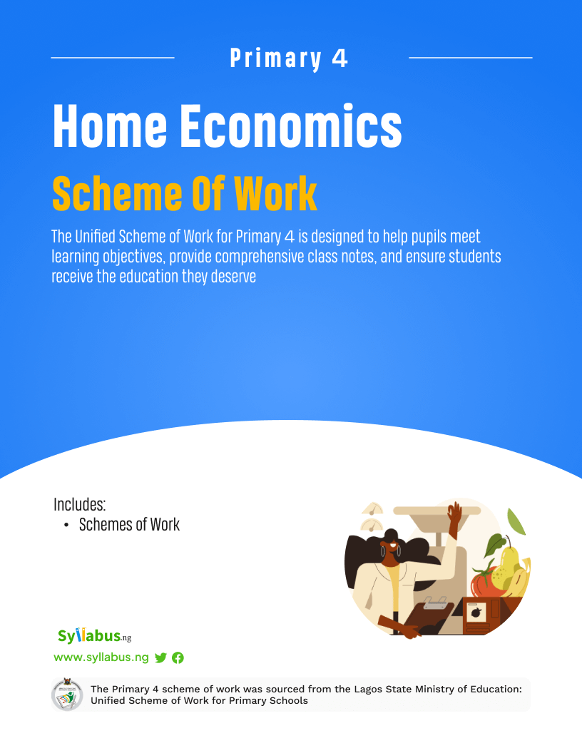 Primary 4 Home Economics Scheme of Work | Download Free PDF - SyllabusNG