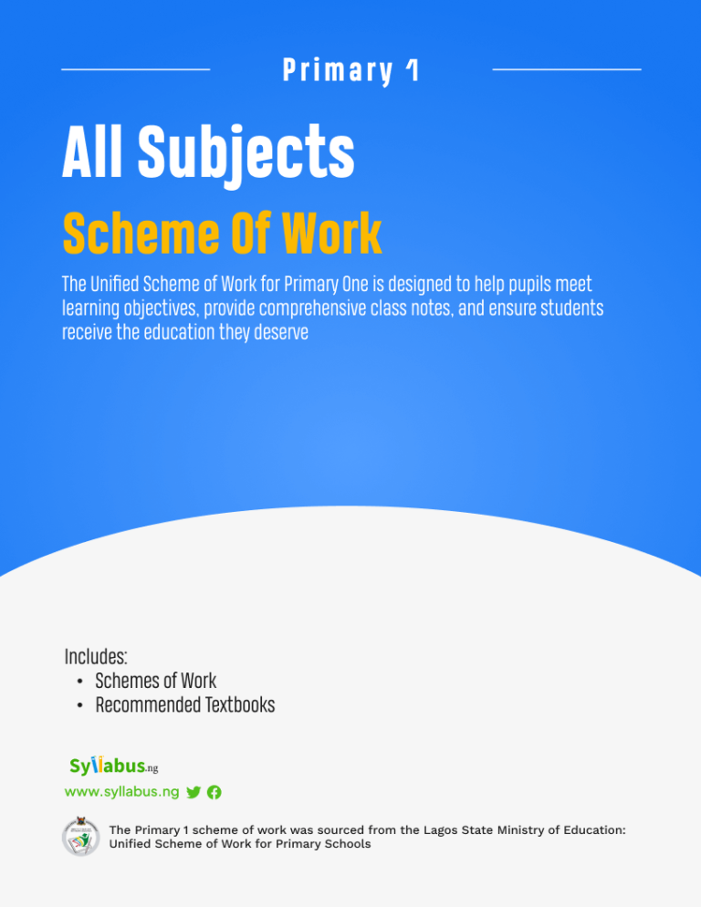 Primary 1 Scheme of Work for All Subject | Download Free PDF - syllabus.ng