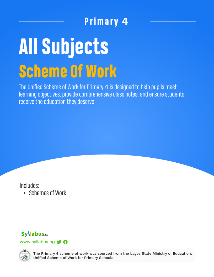 Primary 4 Scheme of Work for All Subjects | Download Free PDF - SyllabusNG