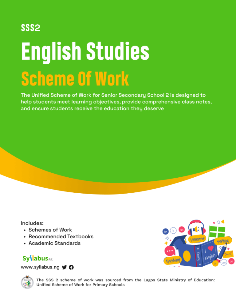 SS2 English Studies Scheme of Work-PDF | 1st, 2nd & 3rd Term| - SyllabusNG