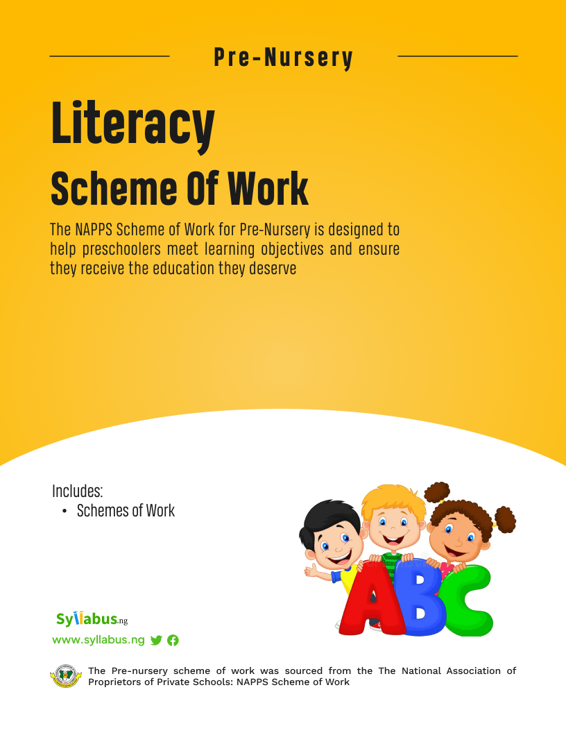 Pre-Nursery Literacy Scheme of Work | Download Free PDF - syllabus.ng