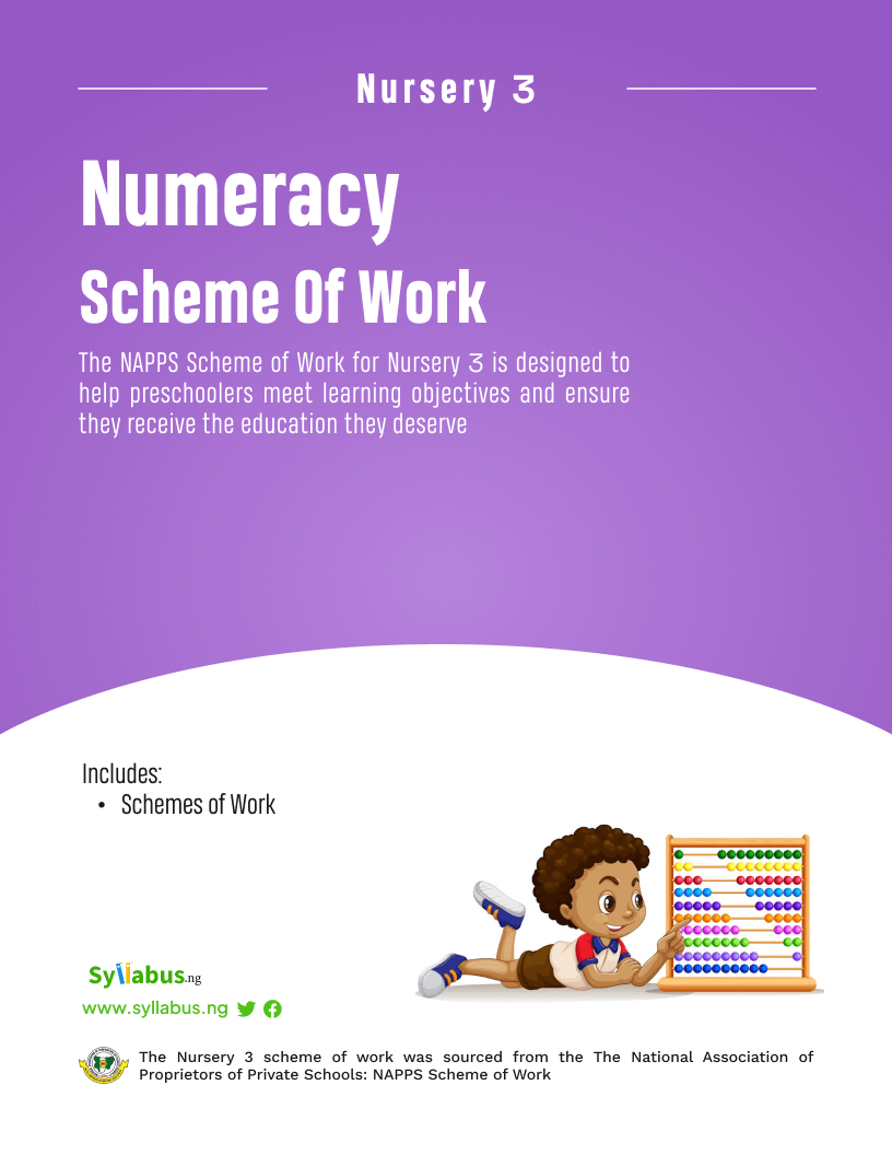 Nursery 3 Numeracy Scheme of Work | Download Free PDF - SyllabusNG