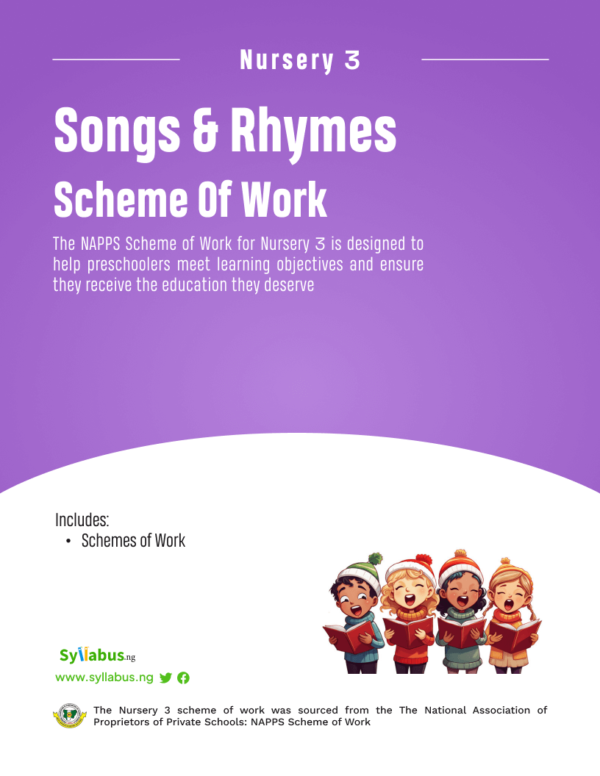 Nursery 3 Songs and Rhymes Scheme of Work | Download Free PDF - syllabus.ng