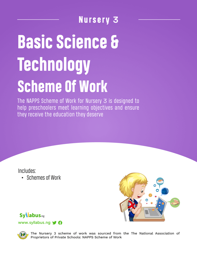 Nursery 3 Basic Science and Technology Scheme of Work | Download Free PDF - SyllabusNG