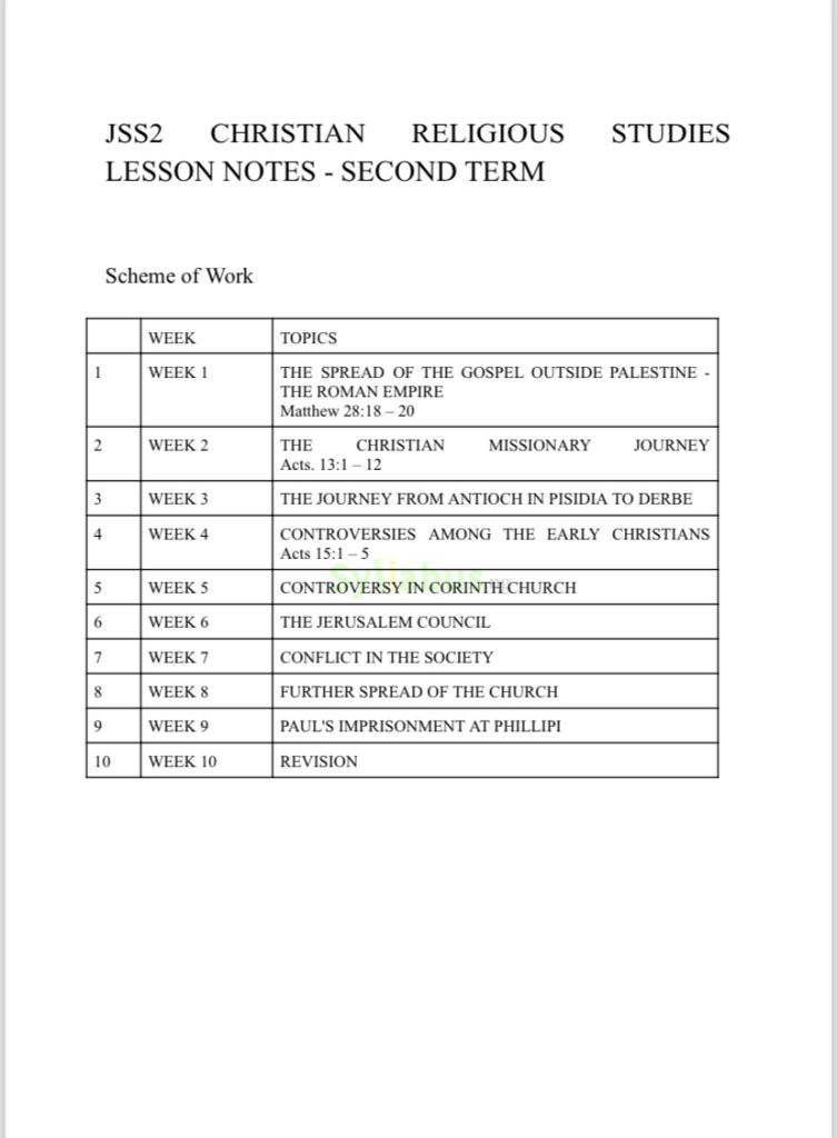 JSS2 Christian Studies Lesson Notes | 1st, 2nd and 3rd Term | PDF ...