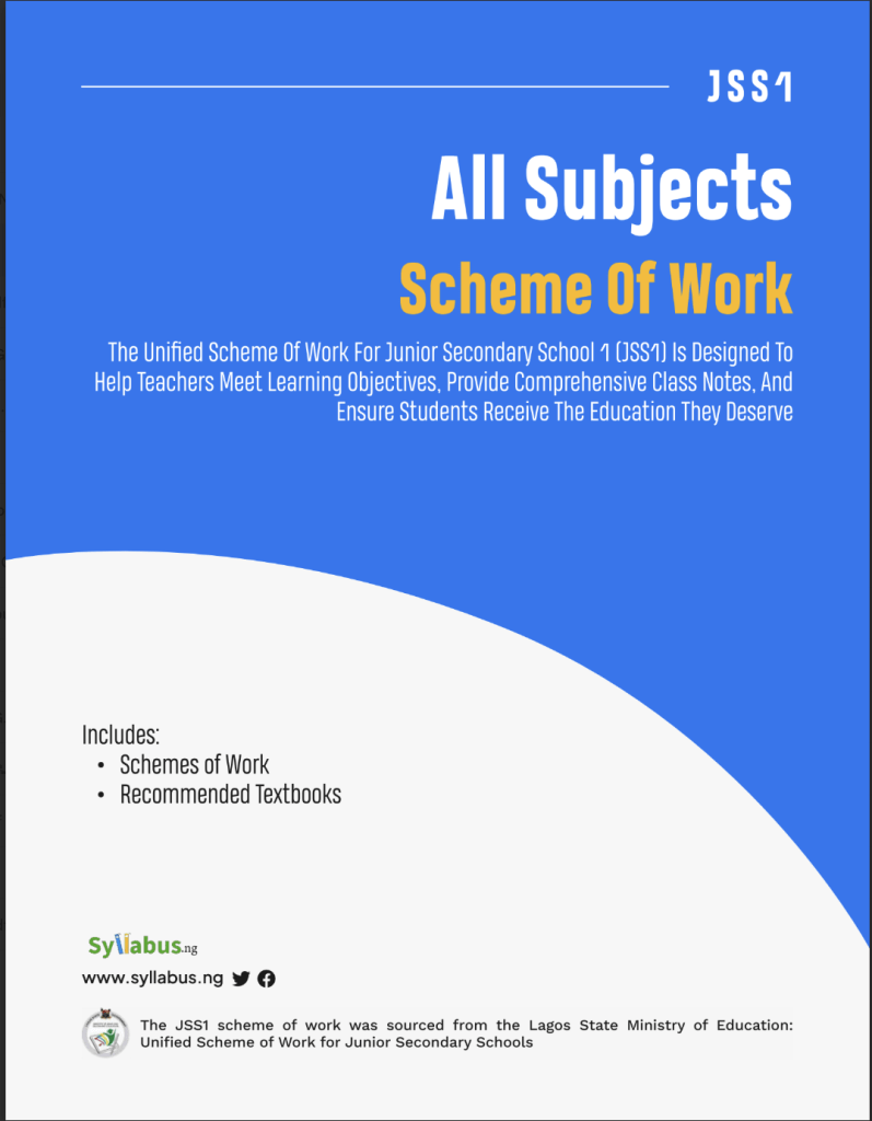 JSS1 Scheme of Work for all Subjects | Download Free PDF - SyllabusNG