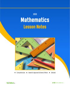 JSS3 Mathematics Scheme of Work-PDF|1st, 2nd &3rd Term | Get - SyllabusNG