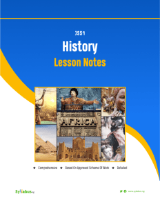 JSS1 History Lesson Notes | 1st, 2nd & 3rd Term | Download PDF - SyllabusNG