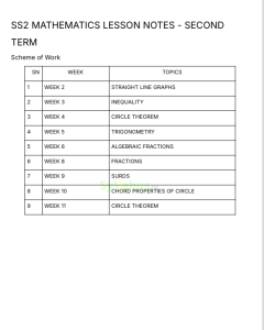 SS2 Mathematics Exam Questions - SyllabusNG